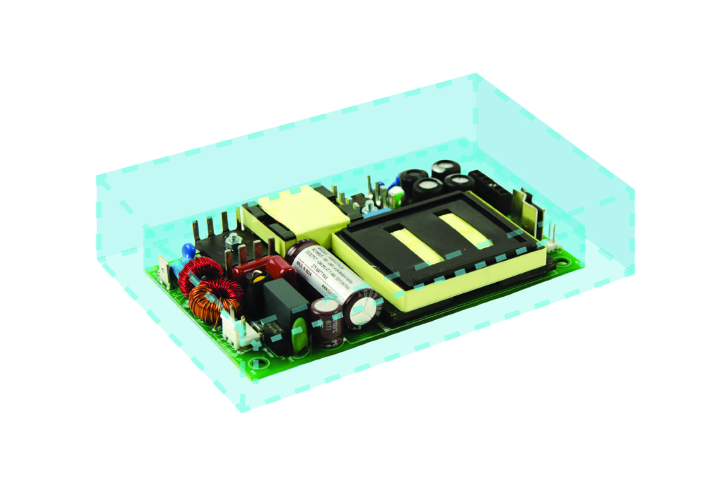 High density AC-DC power supplies housed in low profile, open frame ...