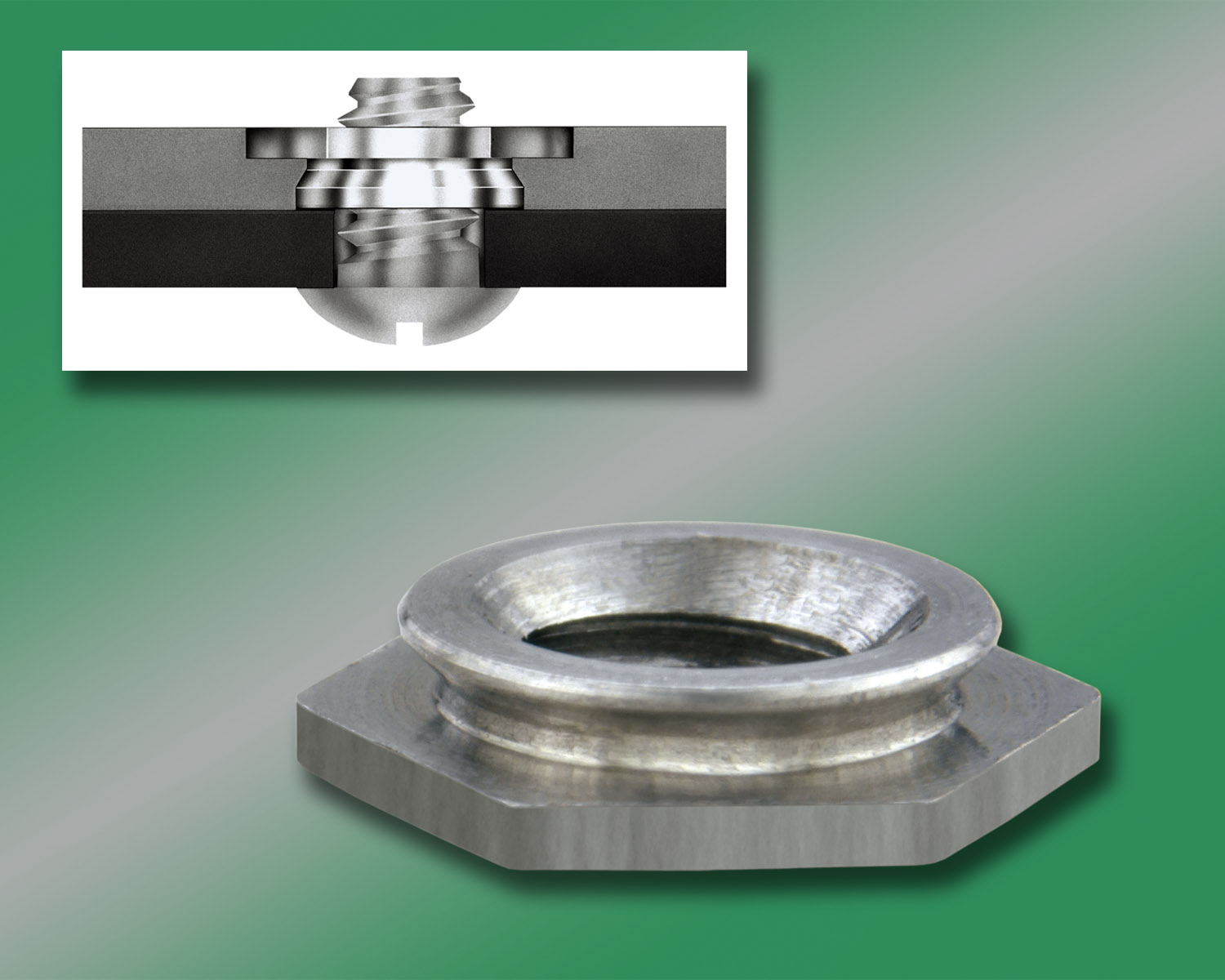 Self-clinching stainless steel flush nuts for thin metal sheets ...