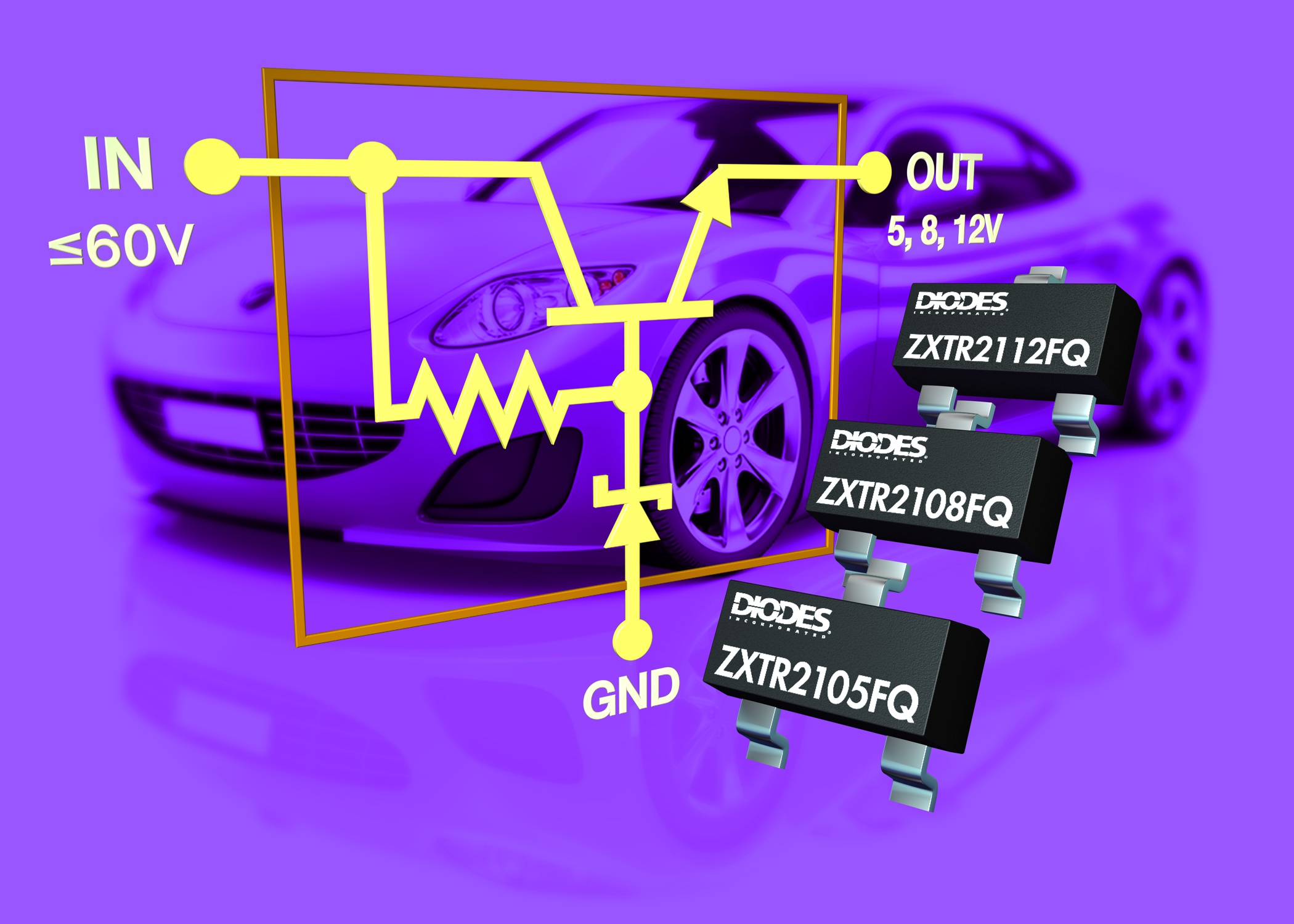 Automotive-grade regulators deliver 5V, 8V, or 12V outputs and tolerate ...