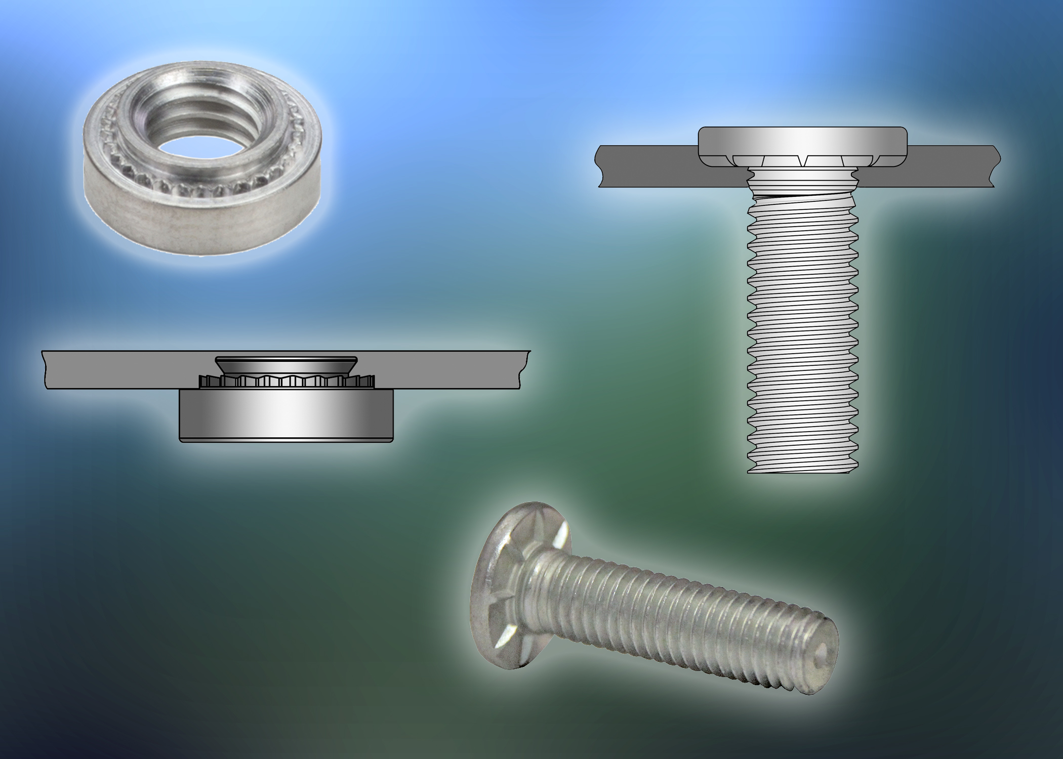 Self-clinching nuts and studs for use in high-strength thin steel ...