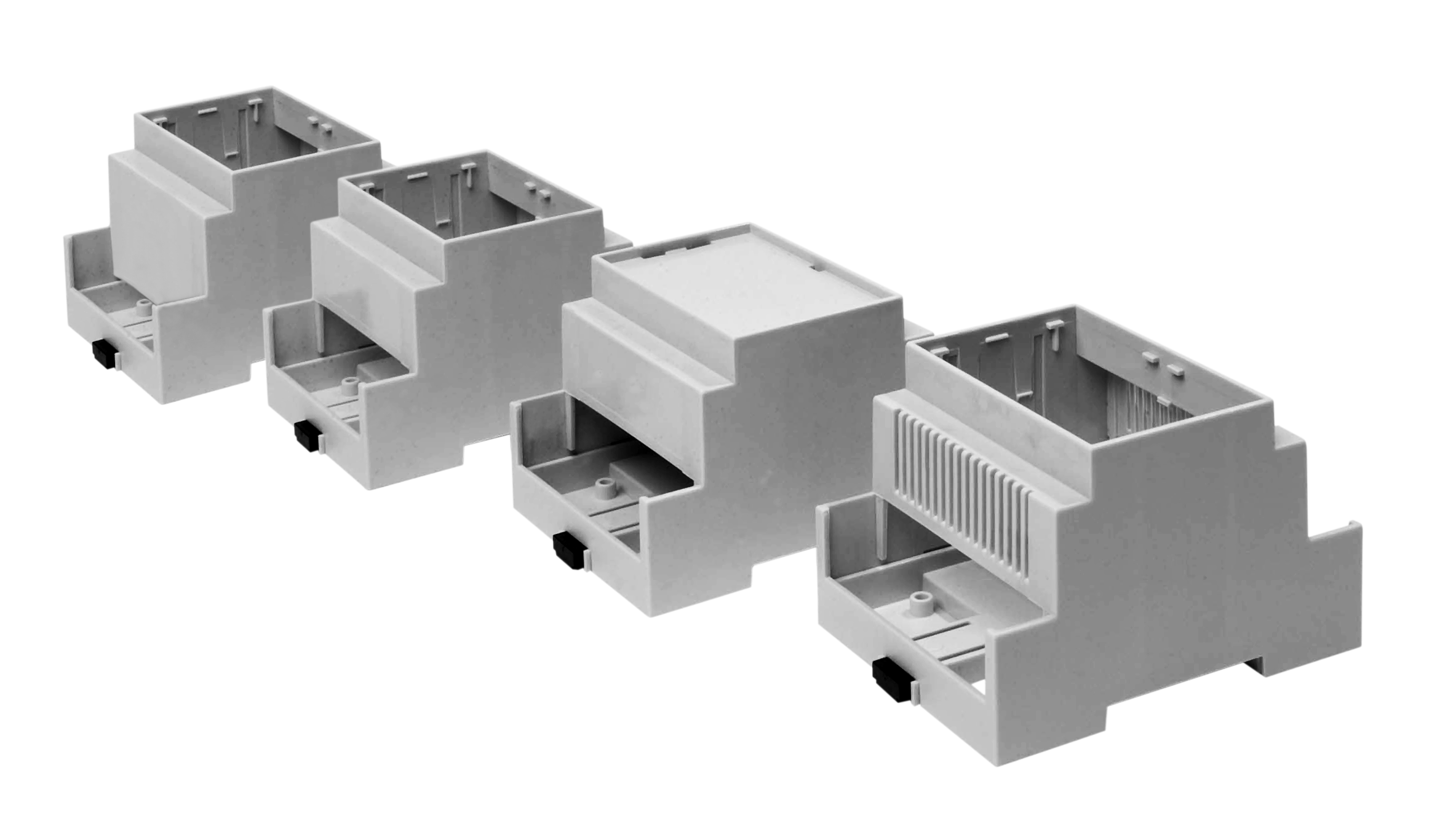 Snap fit modular design, base fits 35mm DIN-Rail or directly to flat ...